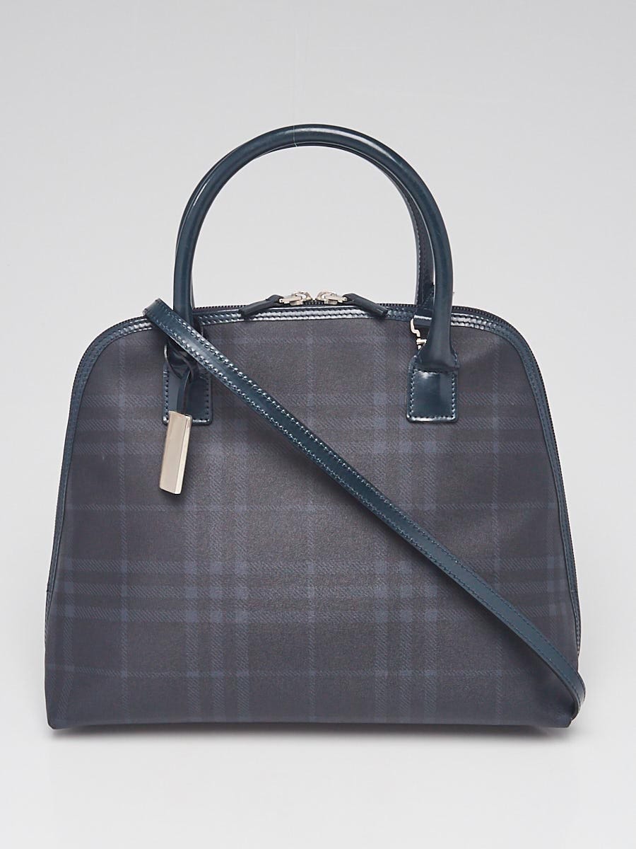 Burberry Black/Blue Check Coated Canvas/Leather Dome Bag | Yoogi's Closet