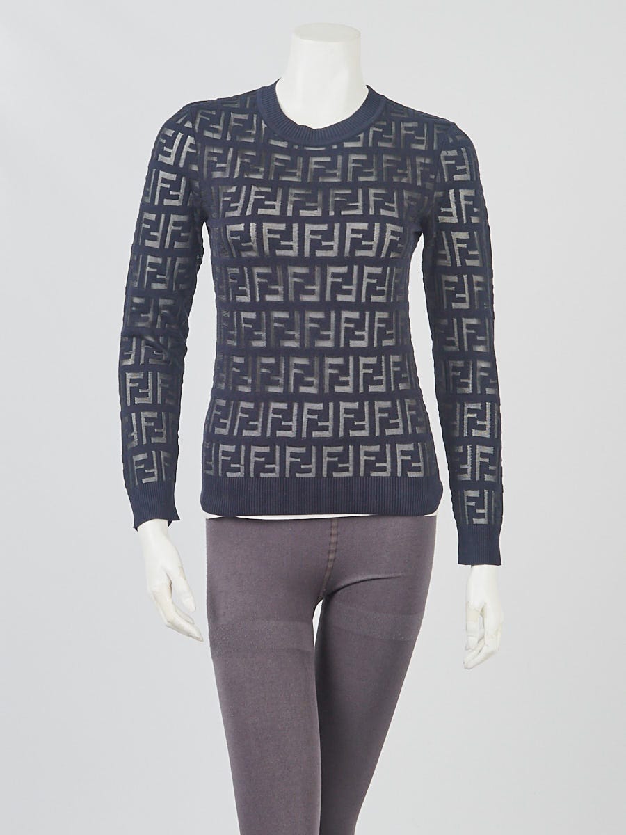 Fendi Navy Blue Forever Fendi Logo Pullover Sweater 4/38 | Yoogi's Closet