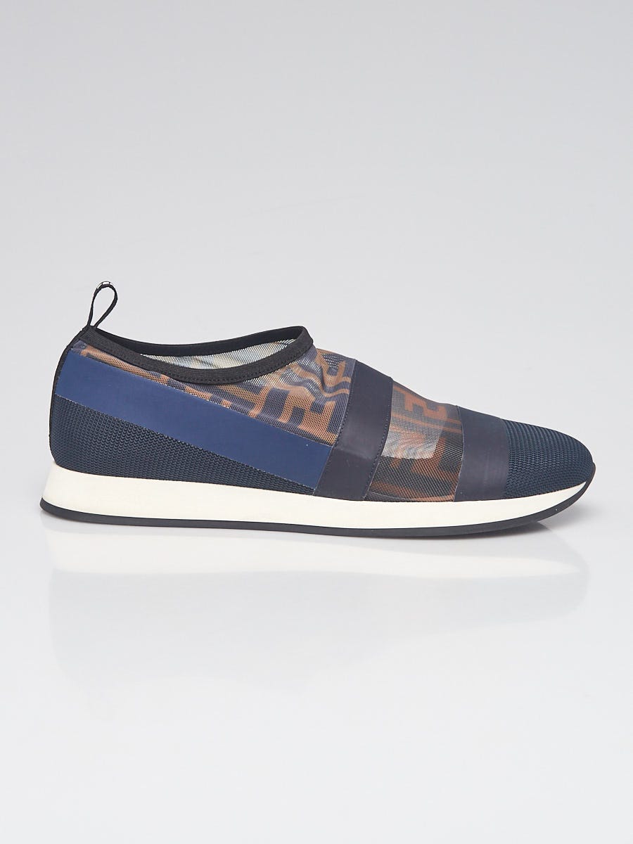 Fendi Tobacco Zucca Mesh FF Logo Printed Knit Slip On Fendi Tobacco Zucca Mesh FF Logo Printed Knit Slip On