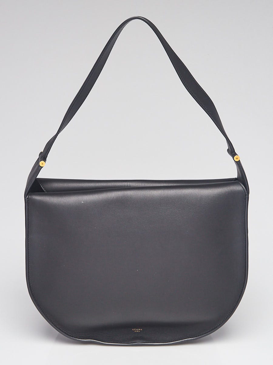 Celine Black Leather Round Flap Bag | Yoogi's Closet