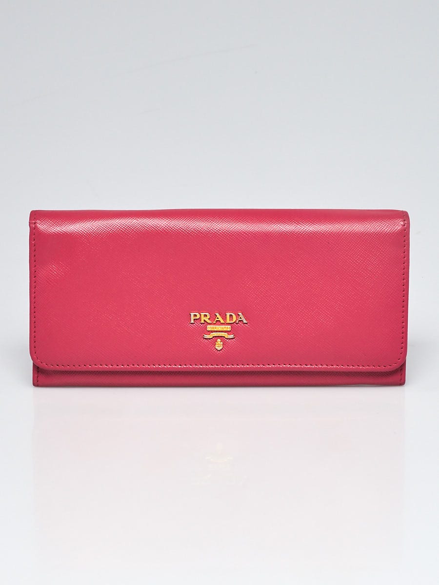 Prada Pink Saffiano Leather Continental Wallet | Yoogi's Closet