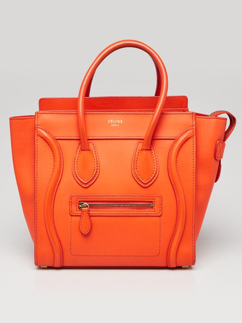 Celine Orange Smooth Calfskin Leather Micro Luggage Tote Bag | Yoogi's ...
