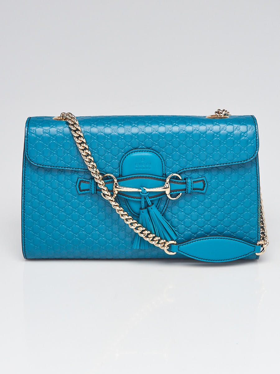 Gucci Teal Micro Guccissima Leather Medium Emily Chain Shoulder Bag ...