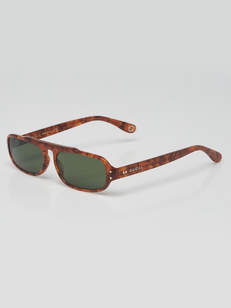 Gucci Havana Acetate Slim Rectangle Frame Sunglasses-GG0615S | Yoogi's ...