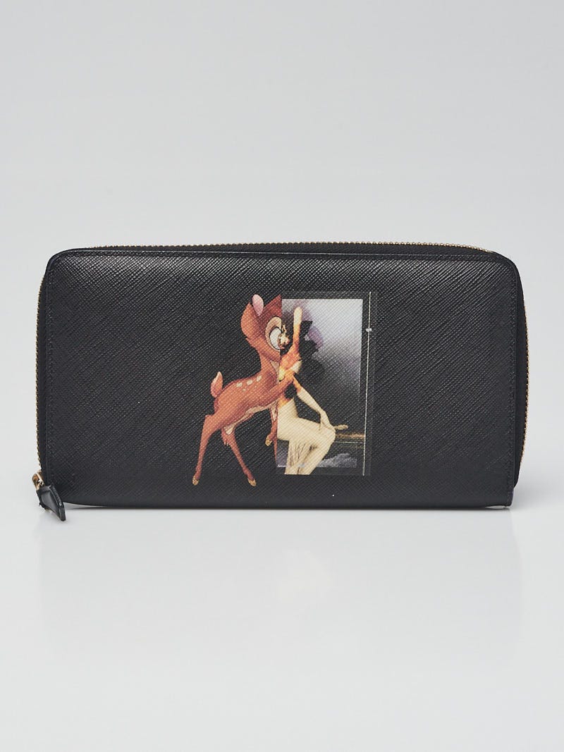 Givenchy Black Coated Canvas Bambi Zip Around Wallet | Yoogi's Closet