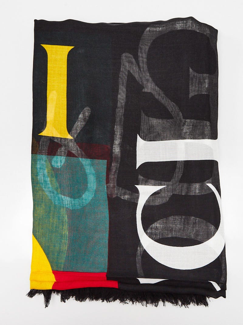 Gucci Black Multicolor Silk Modal Coco Capitan Tomorrow Logo Square ...