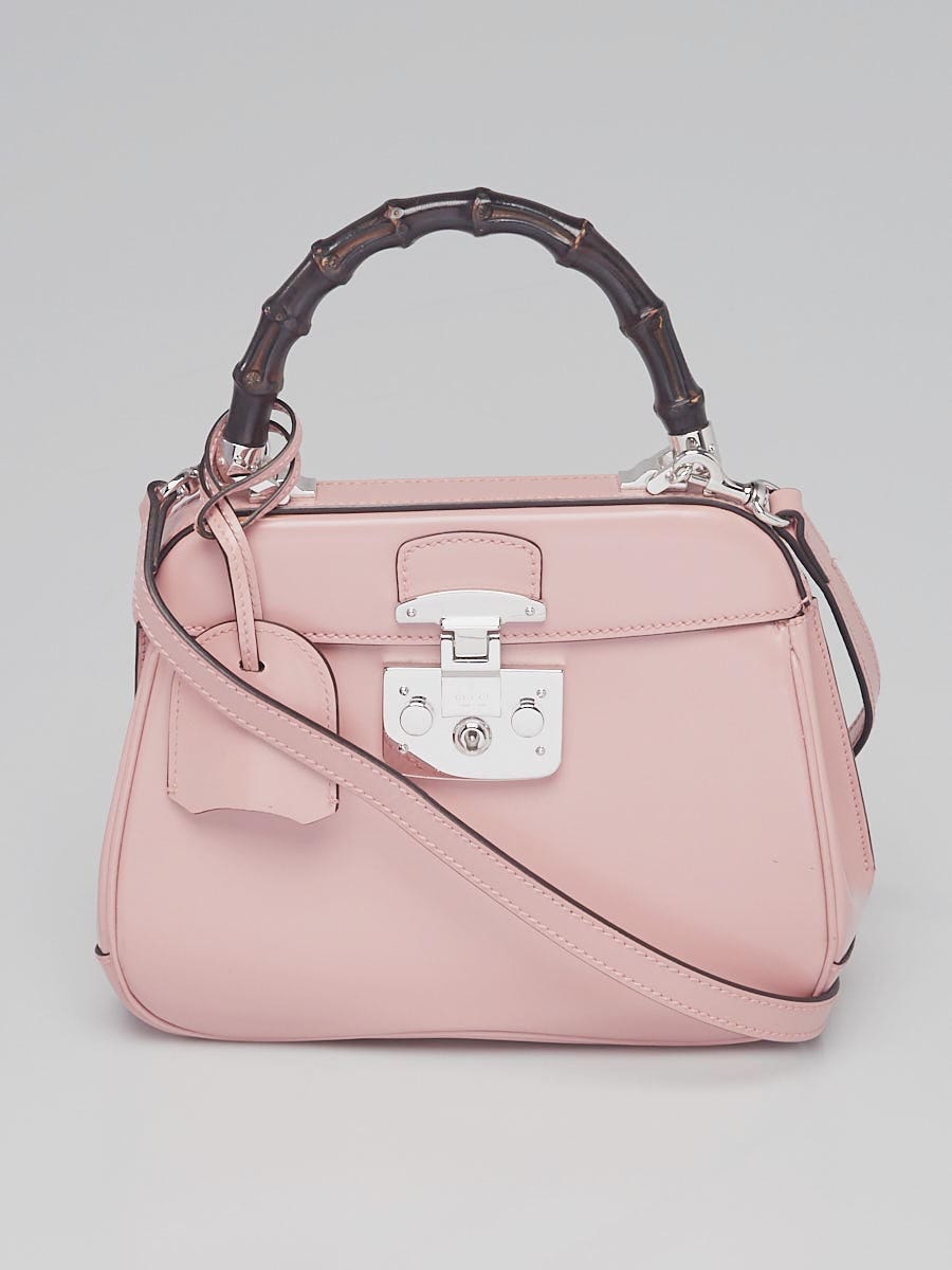 Gucci Pink Smooth Leather Lady Lock Bamboo Top Handle Small Bag | Yoogi ...