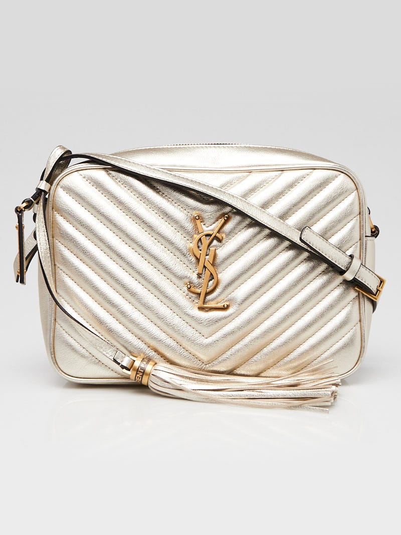 Yves Saint Laurent Gold Chevron Quilted Leather Lou Camera Bag | Yoogi ...