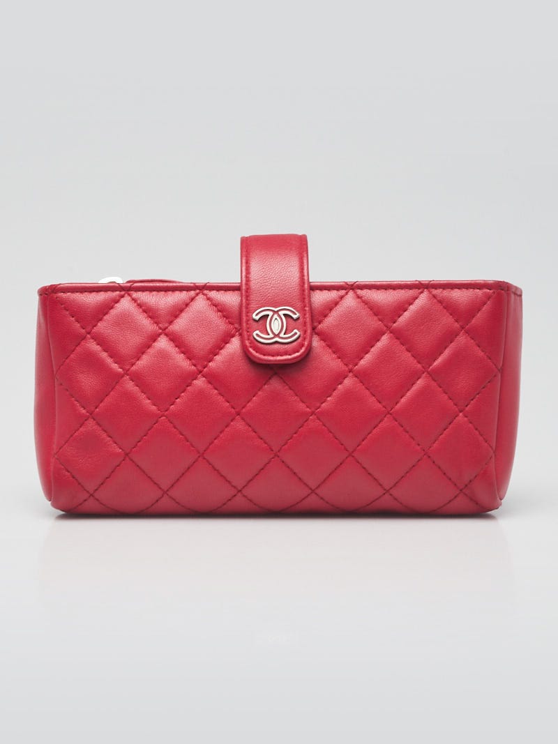 Chanel Red Quilted Lambskin Leather Mini Pochette Bag | Yoogi's Closet