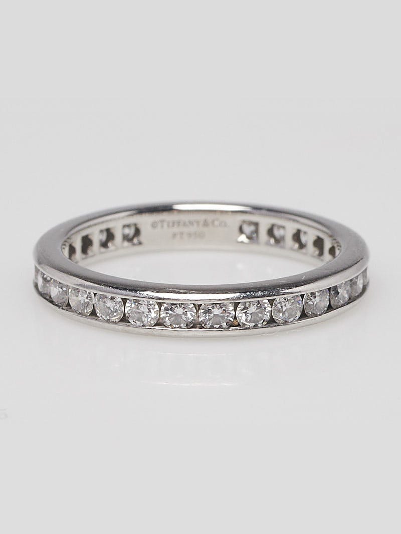 Tiffany & Co. 3mm Platinum and Diamond Channel Set Eternity Band Size 6 ...