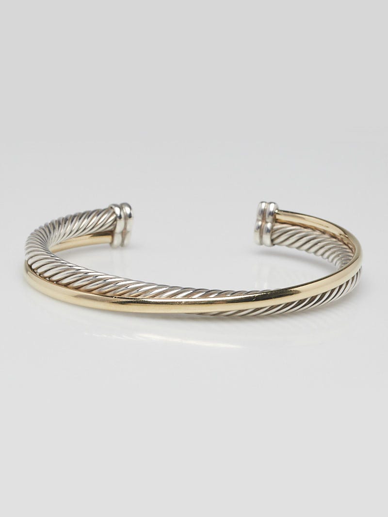David Yurman 5mm Sterling Silver and 18k Gold Crossover Cuff Bracelet ...