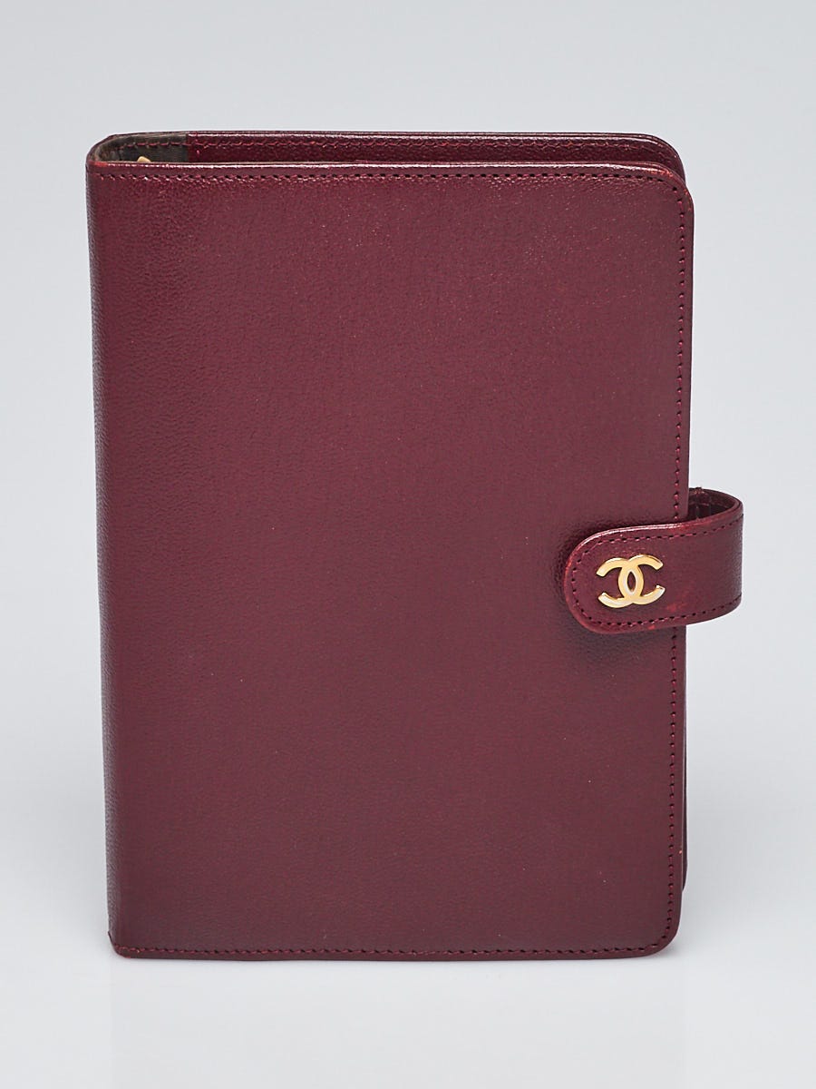 Chanel Burgundy Leather CC Medium Agenda/Notebook Cover | Yoogi's Closet