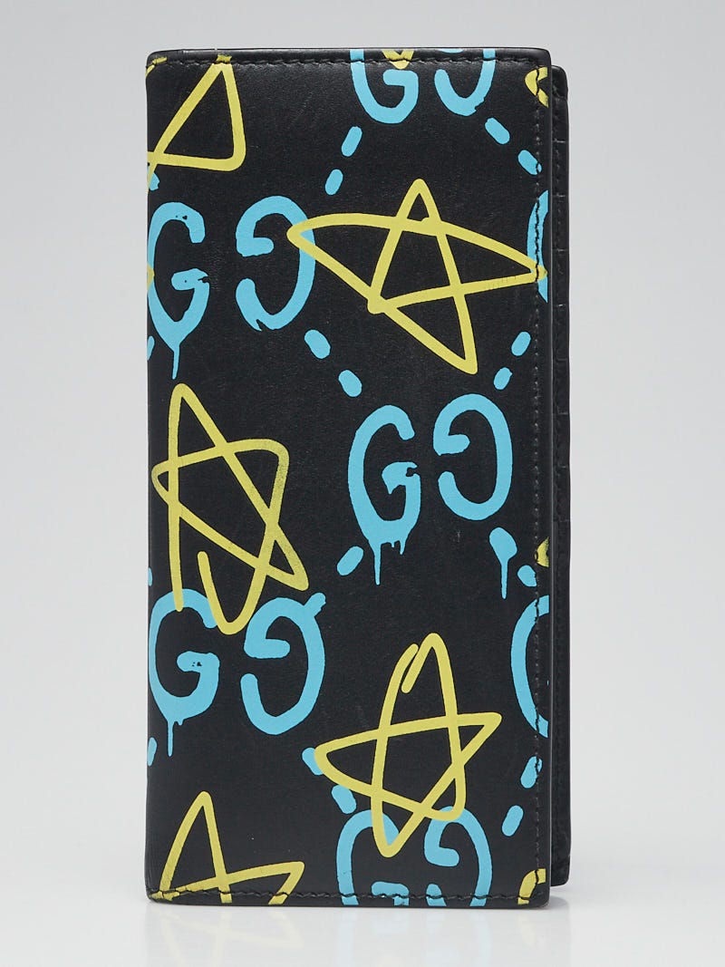 Gucci Black Leather Ghost Bifold Long Wallet | Yoogi's Closet