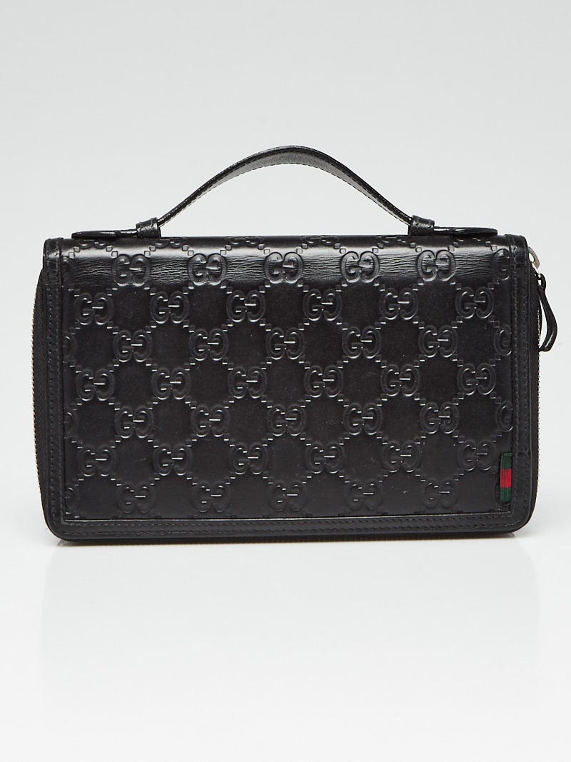 Gucci Black Guccissima Leather Double Zip Travel Wallet | Yoogi's Closet