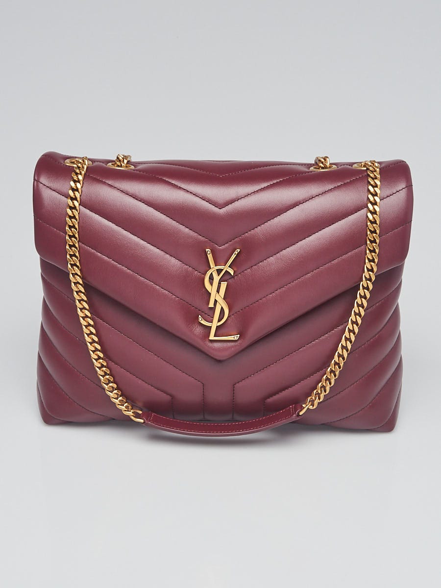 Yves Saint Laurent Burgundy Chevron Quilted Leather Medium LouLou Bag ...