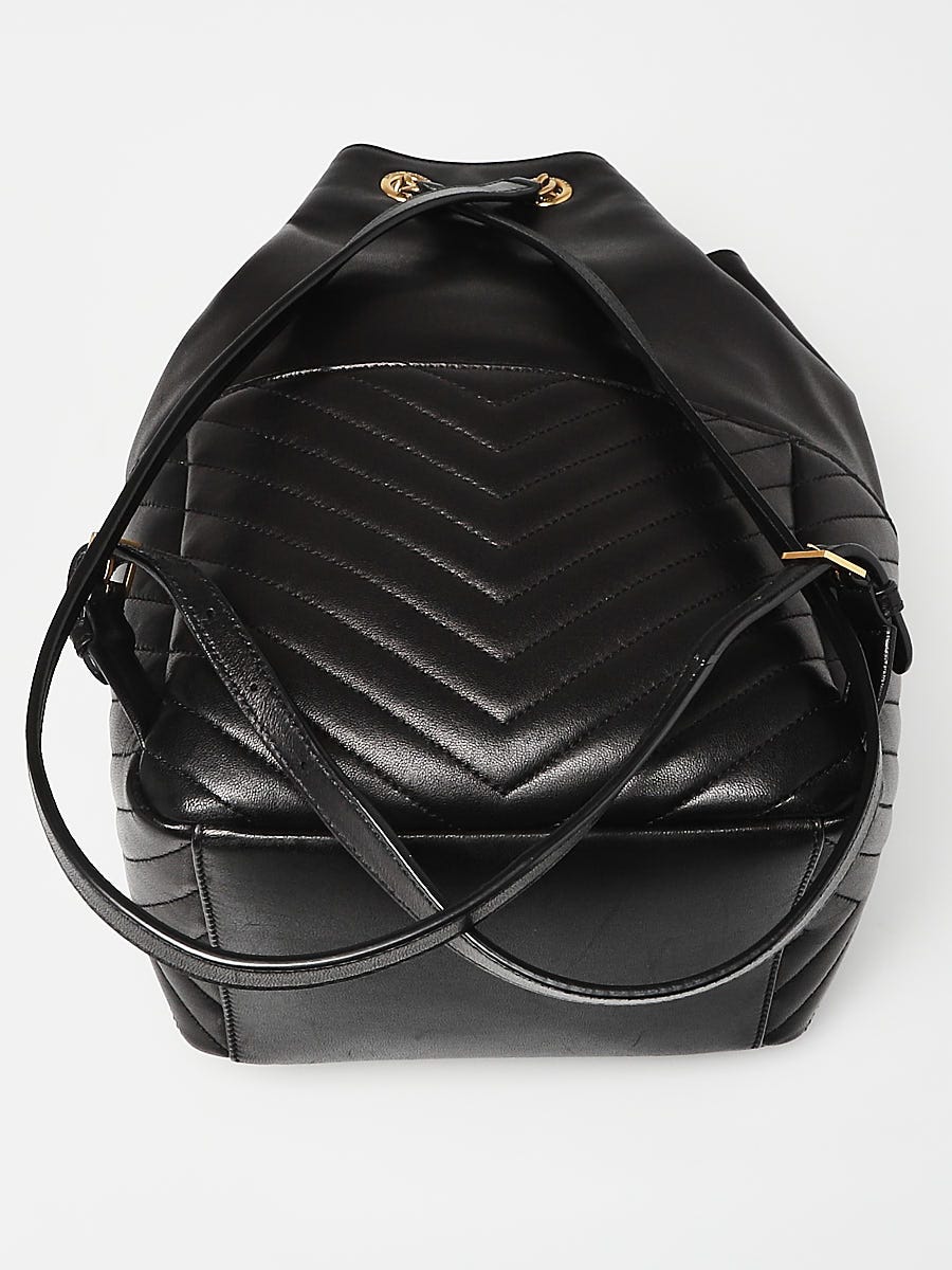 Yves Saint Laurent Black Chevron Quilted Lambskin Leather Yves Saint Laurent Black Chevron Quilted Lambskin Leather