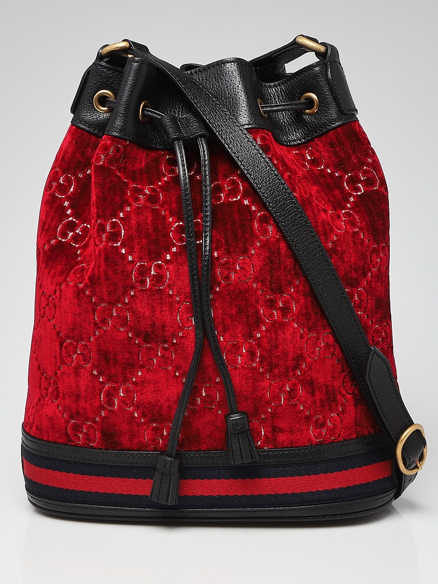 Gucci Red Velvet GG Bucket Bag | Yoogi's Closet