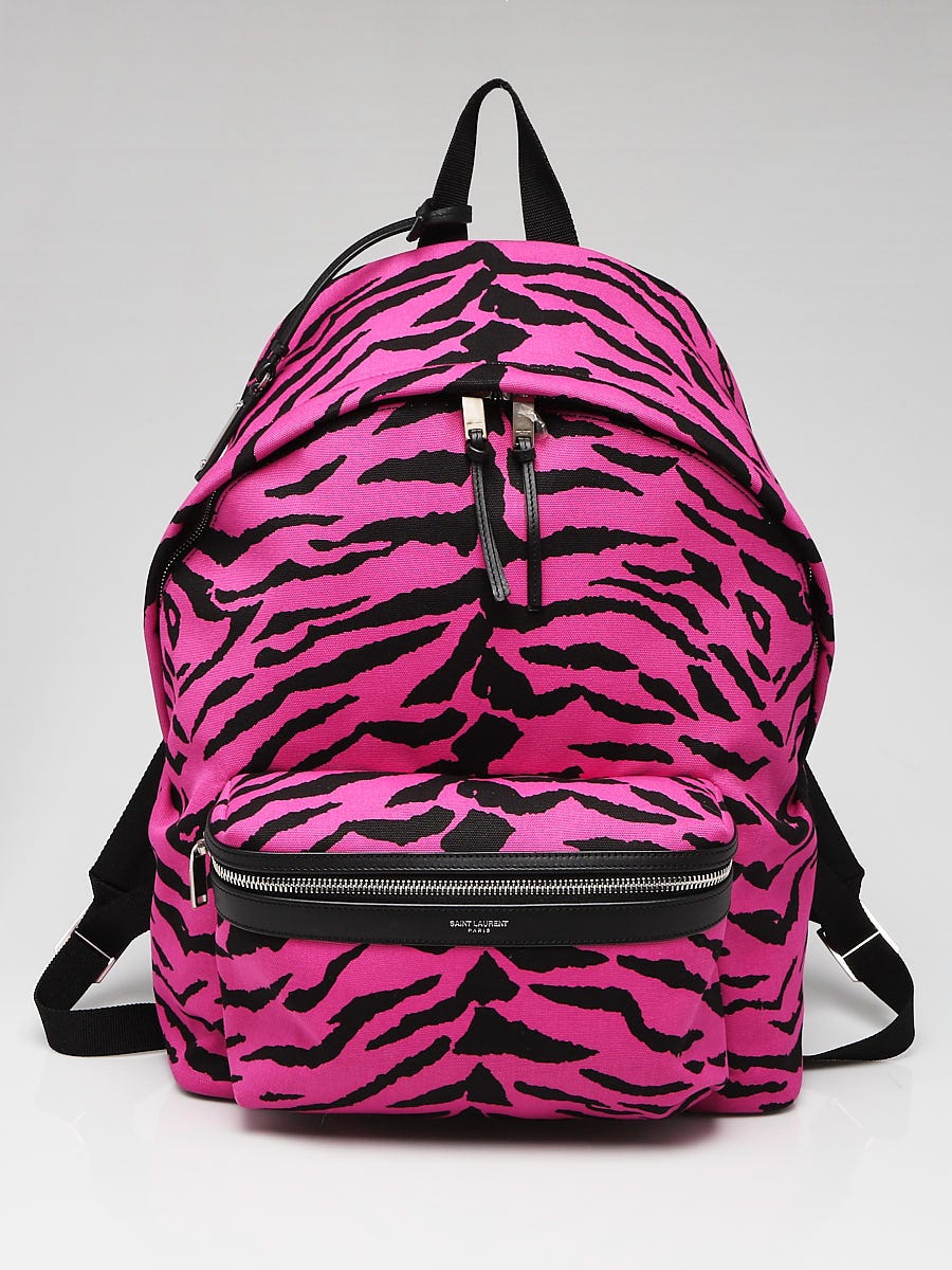 Yves Saint Laurent Pink/Black Canvas and Leather Zebra Print City ...