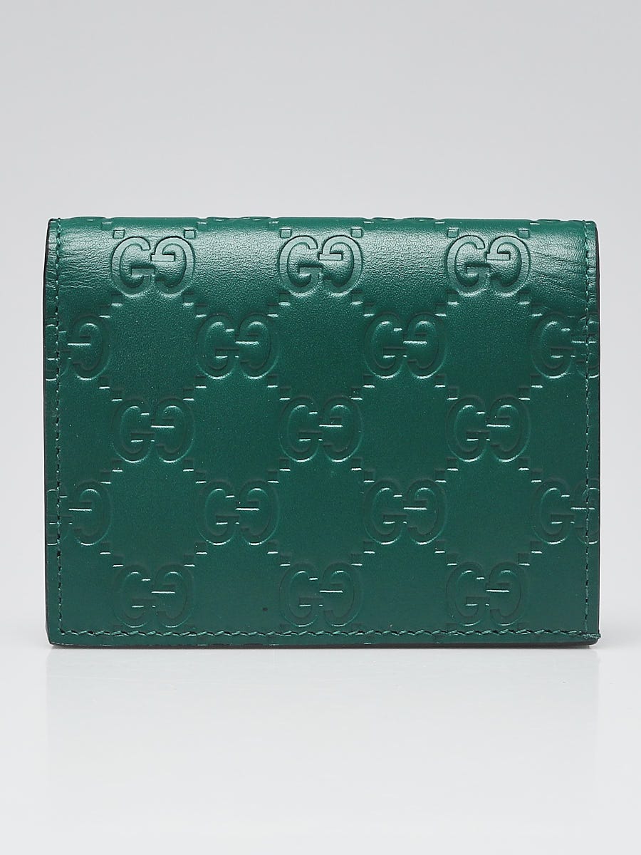 Gucci Green Guccissima Leather Flap Wallet | Yoogi's Closet