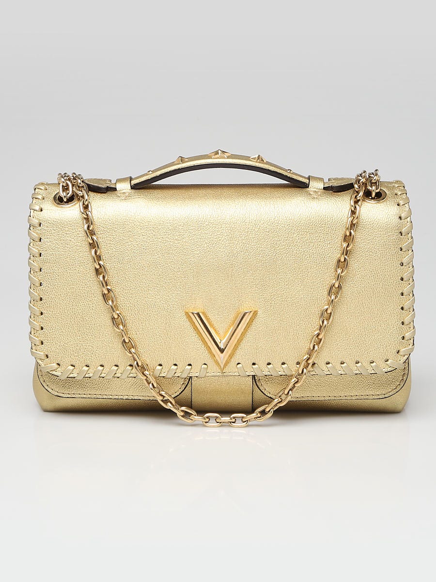 Louis Vuitton Gold Metallic Leather Braided Around Very Chain Bag ...