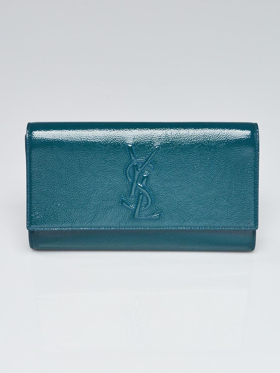Yves Saint Laurent Blue Textured Patent Leather Large Belle du Jour ...