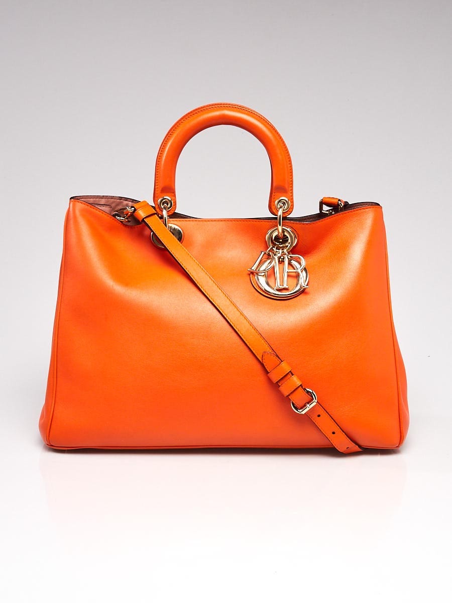 Christian Dior Orange Leather Large Diorissimo Tote Bag | Yoogi's Closet