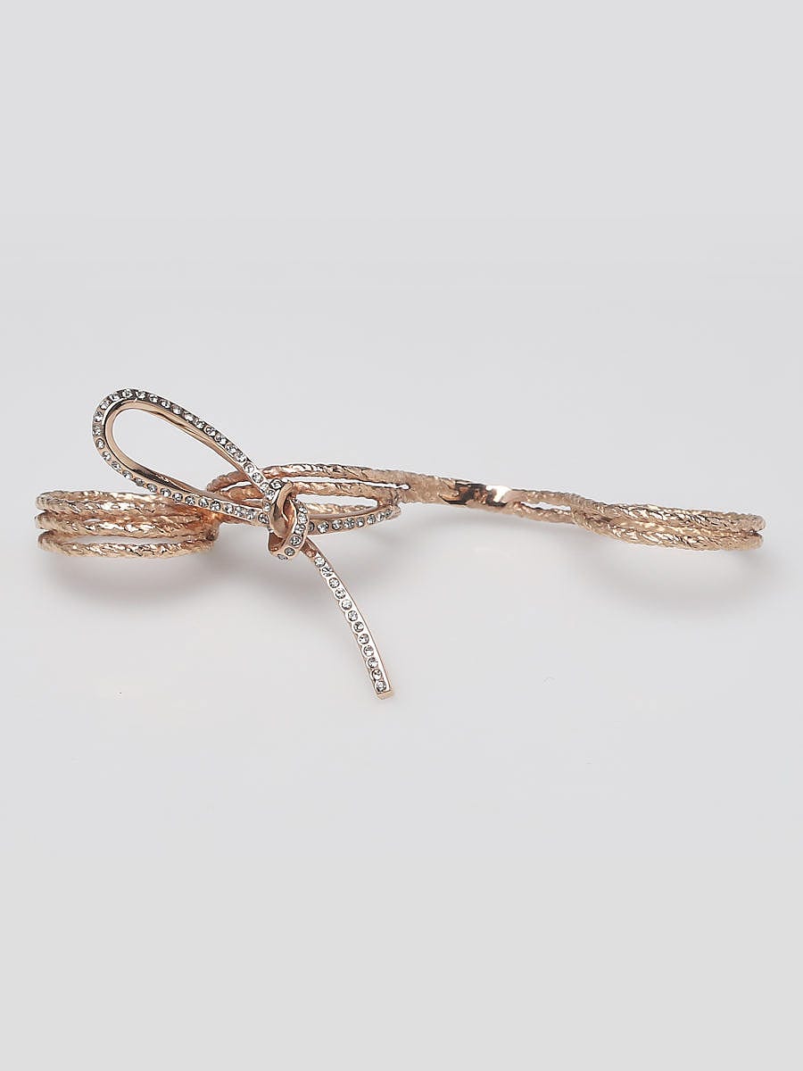 Christian Dior Goldtone Metal Miss Dior Four Finger Crystal Bow Ring ...