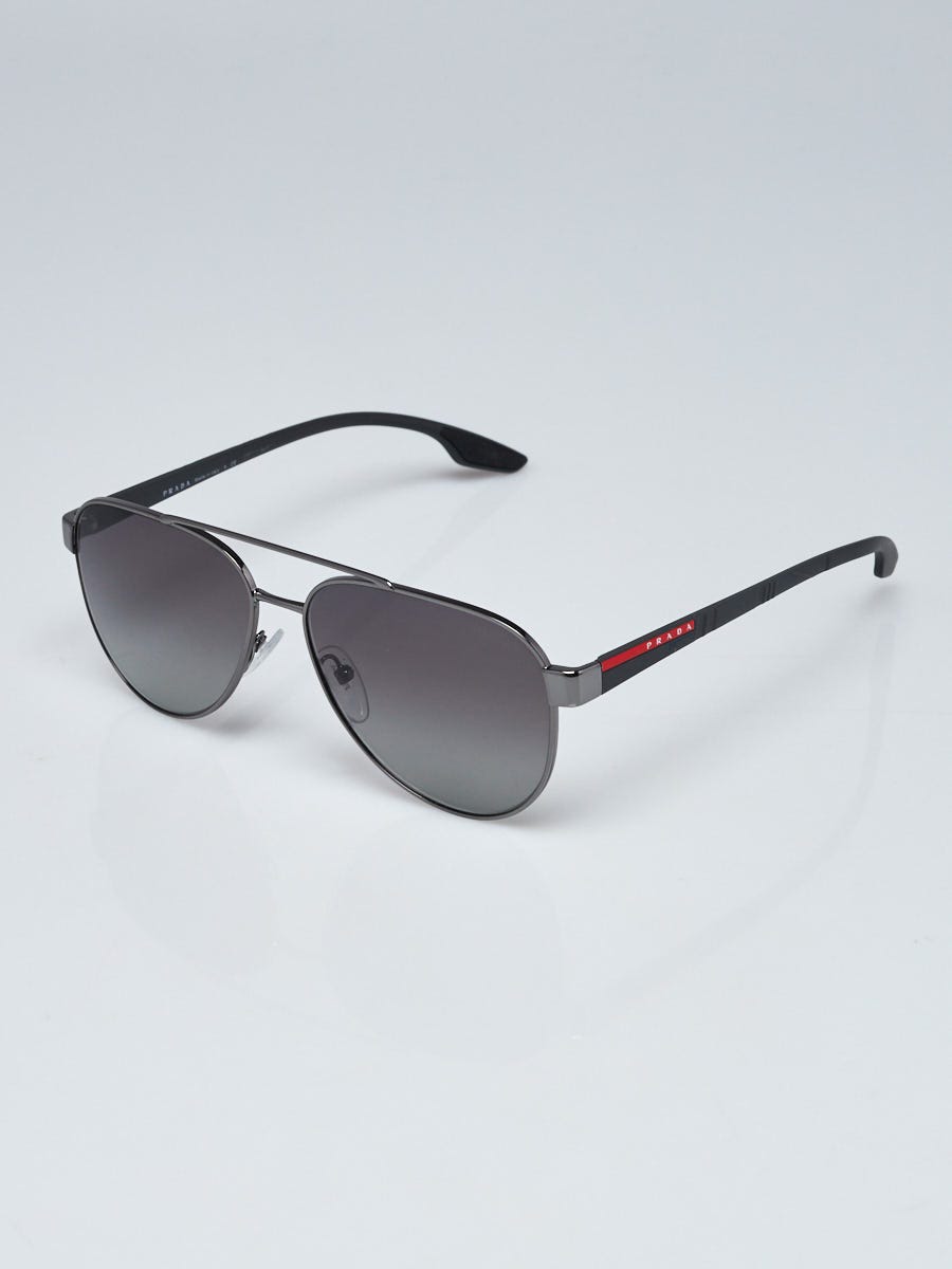 Prada Grey Rubber Aviator Sunglasses - SPS54T | Yoogi's Closet
