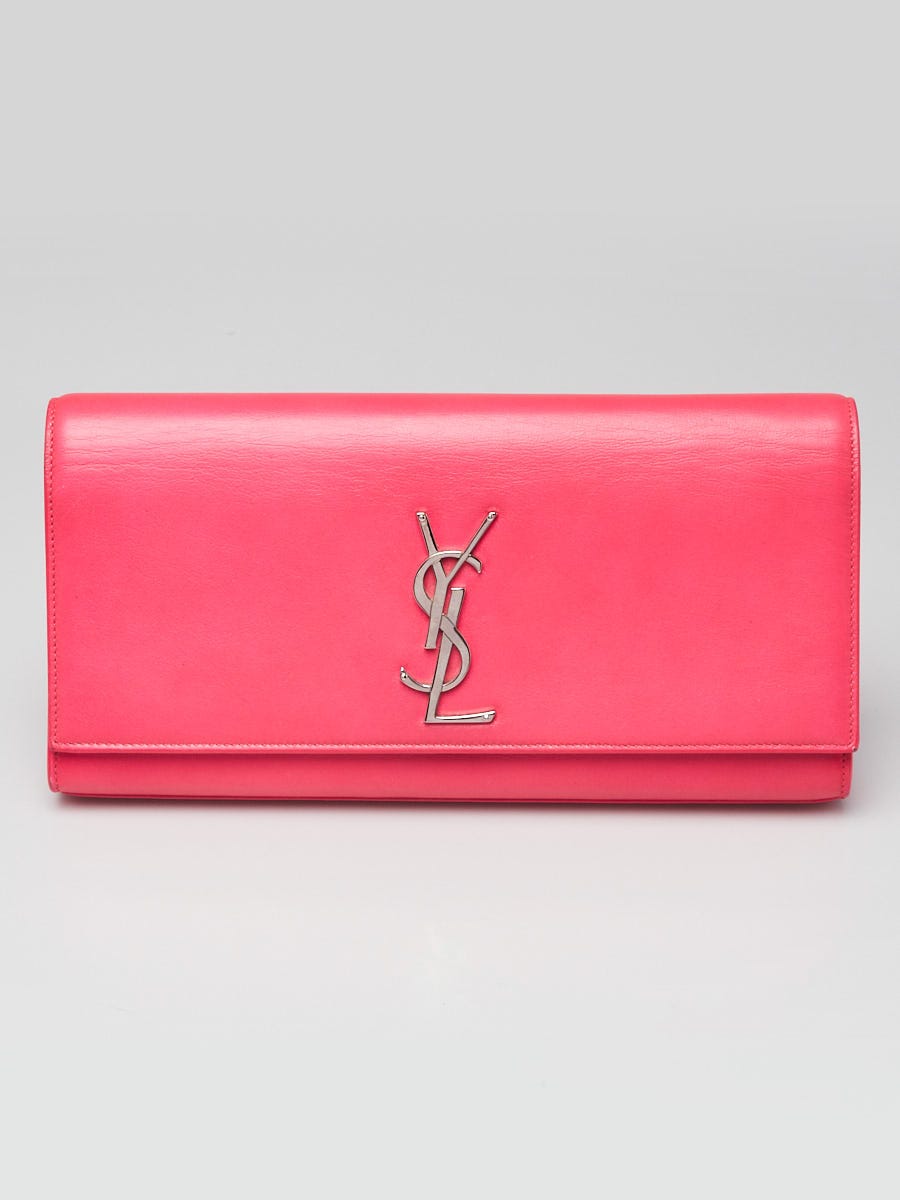 Yves Saint Laurent Pink Smooth Leather Cassandre Clutch Bag | Yoogi's ...