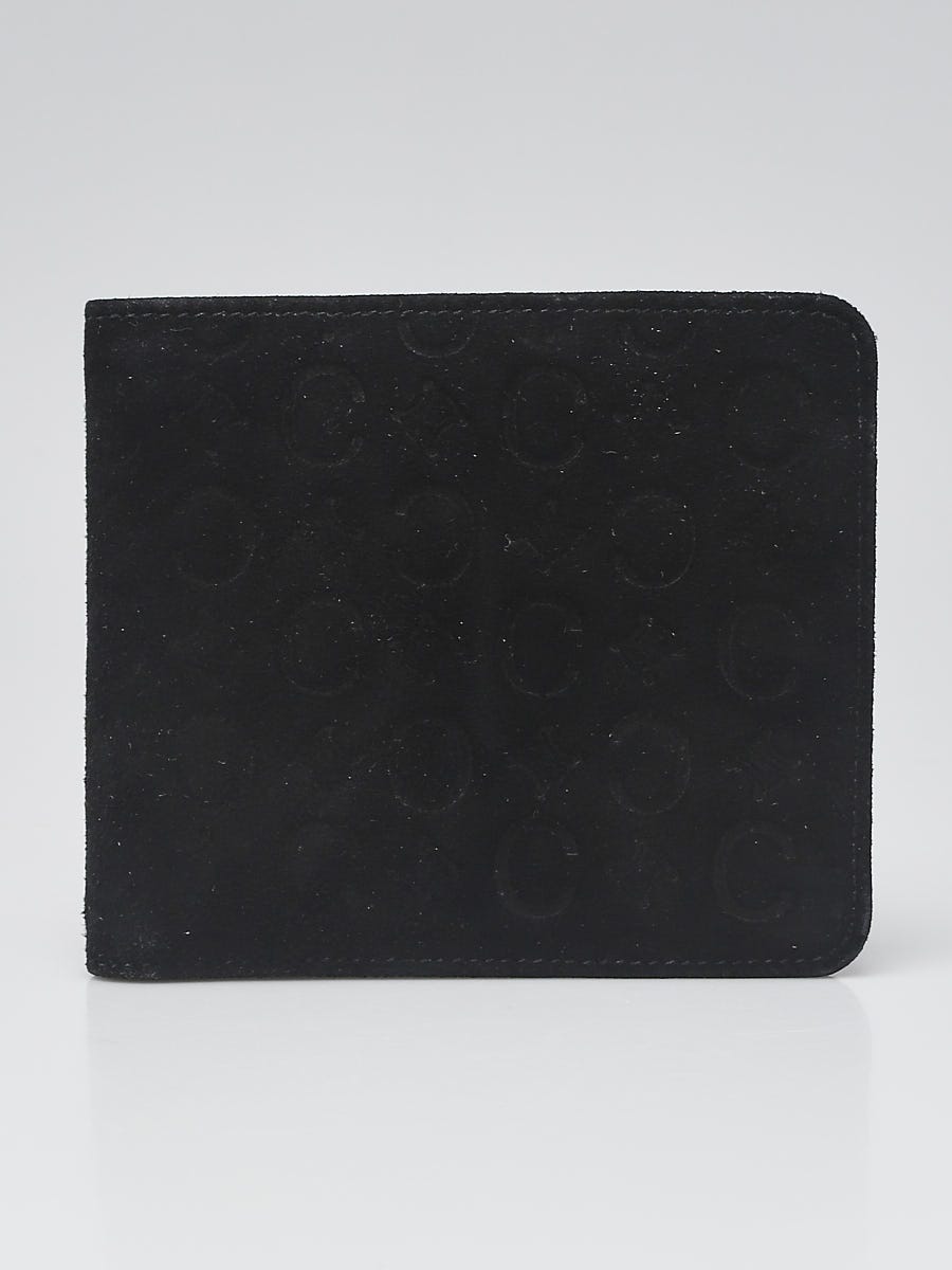 Celine Black Suede Logo Embossed Bifold Wallet | Yoogi's Closet