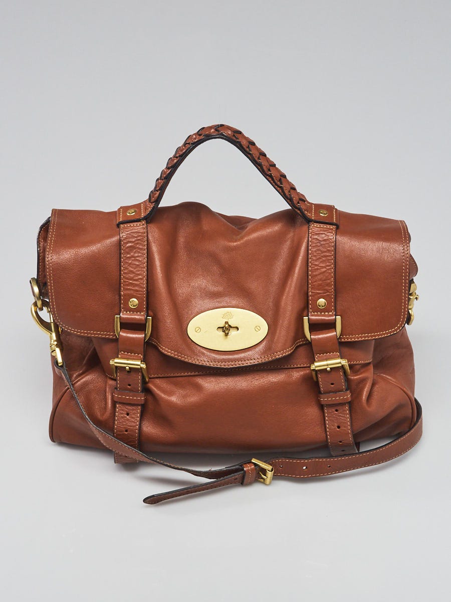 Mulberry Brown Leather Oversized Alexa Satchel Bag | Yoogi's Closet