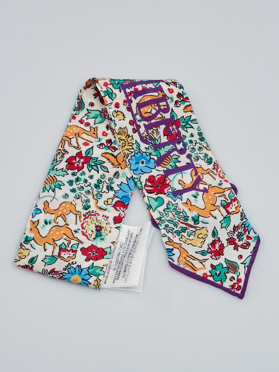 Gucci x Liberty Multicolor Floral Print Silk Twilly Neck Bow Scarf ...