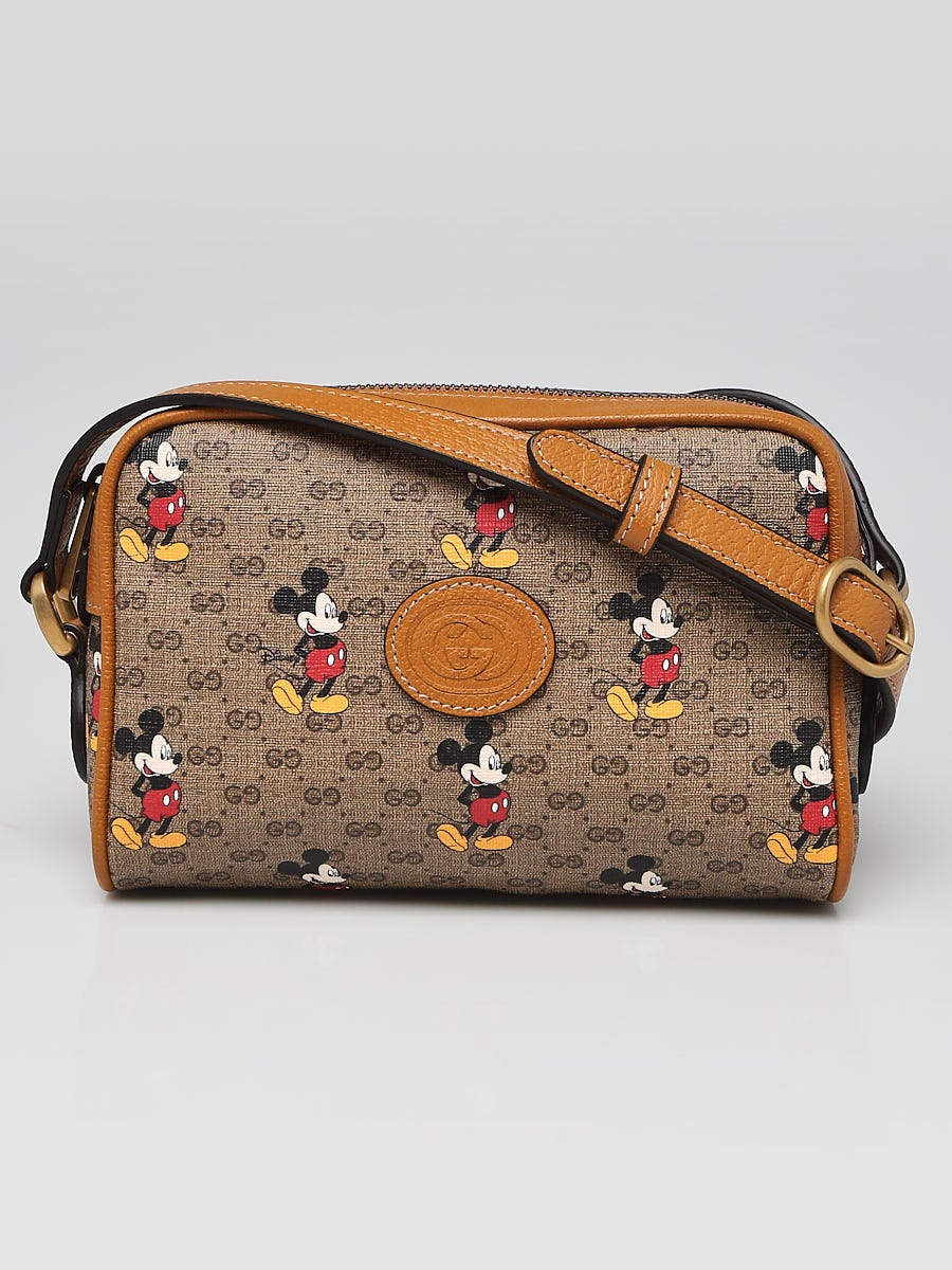 Gucci X Disney Brown GG Coated Canvas Mickey Mouse Mini Crossbody Bag ...