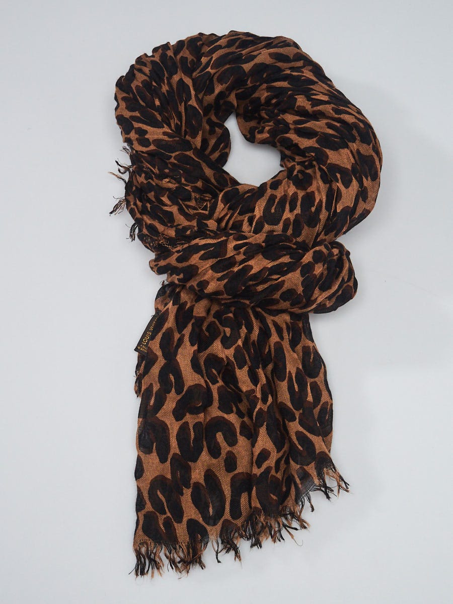 Louis Vuitton Brown Cashmere/Silk Stephen Sprouse Leopard Stole Scarf ...