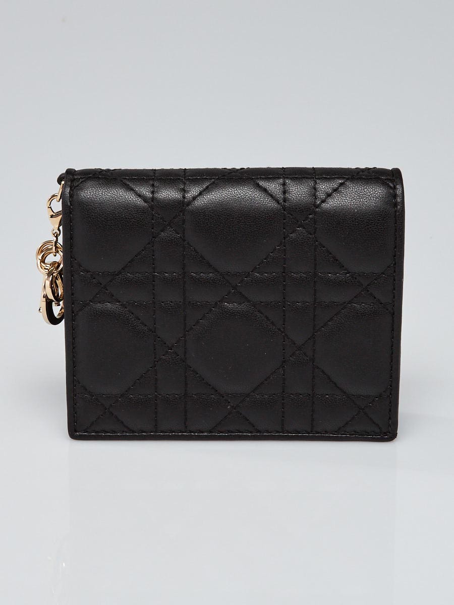 Christian Dior Black Cannage Quilted Leather Lady Dior Compact Coin ...