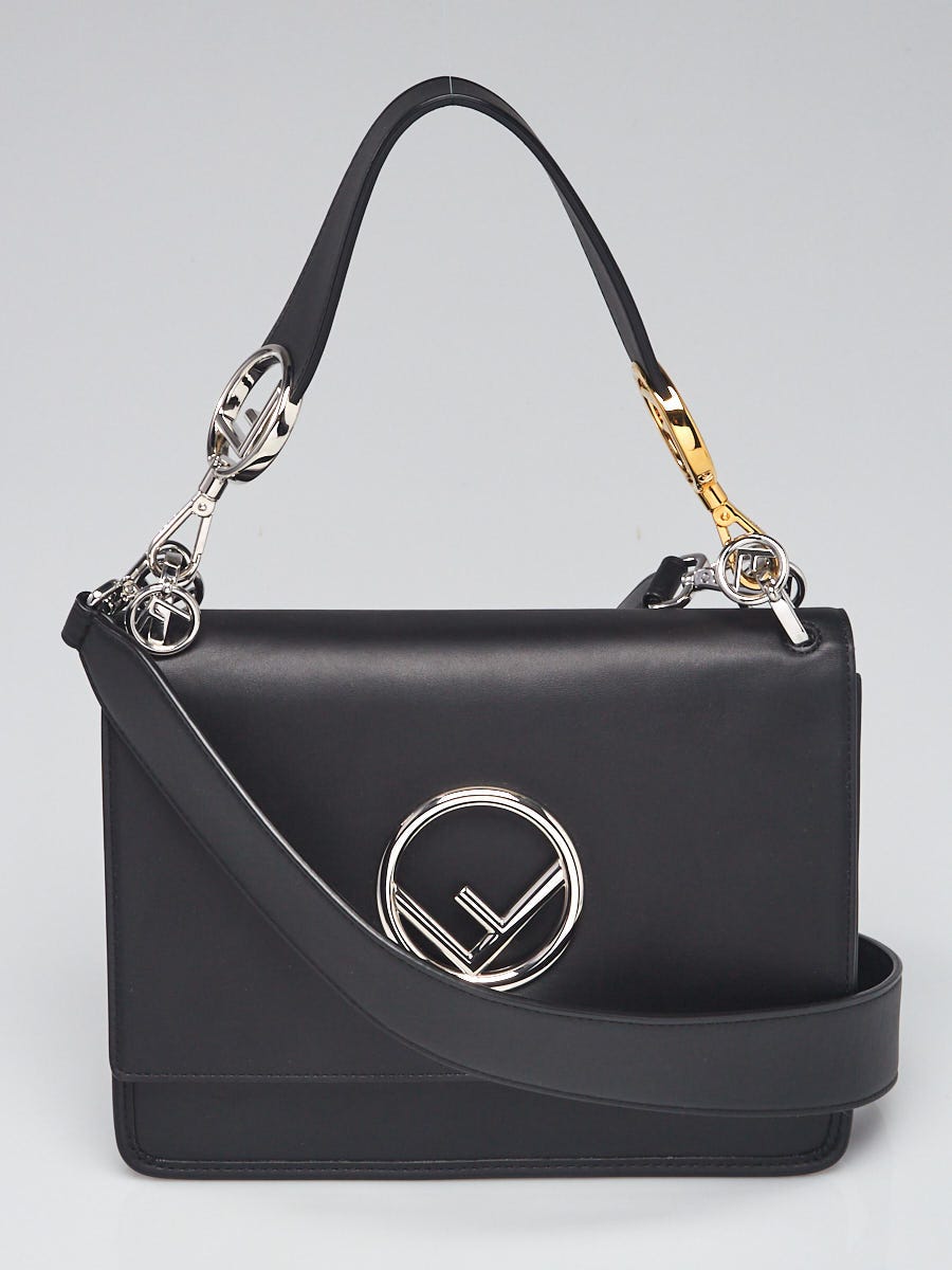 Fendi Black Smooth Calfskin Leather Kan I Logo Shoulder Bag 8BT284 ...