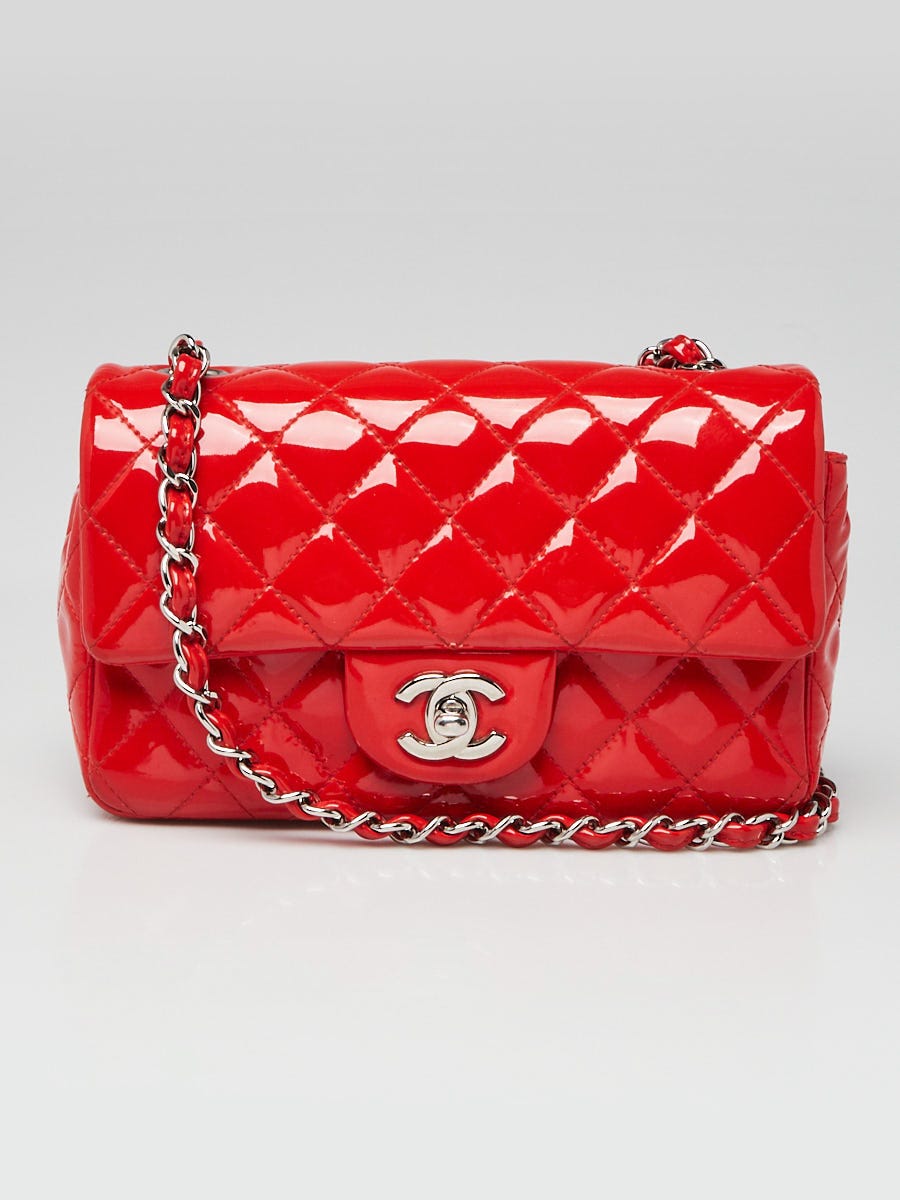 Chanel Red Quilted Patent Leather Classic Rectangular Mini Flap Bag ...