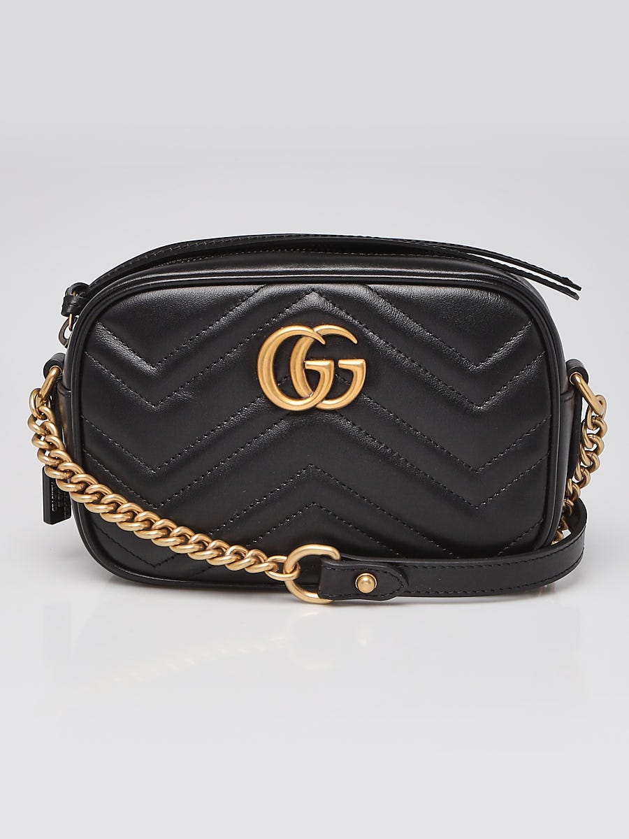 Gucci Black Quilted Leather Marmont Mini Camera Bag | Yoogi's Closet