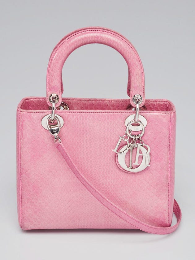Christian Dior Pink Python Medium Lady Dior Bag Yoogis Closet