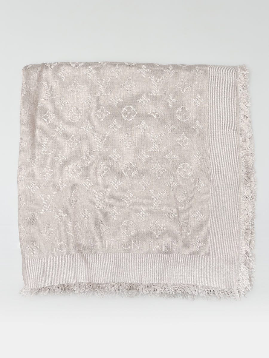 Louis Vuitton Beige Monogram Silk/Wool Shawl Scarf | Yoogi's Closet