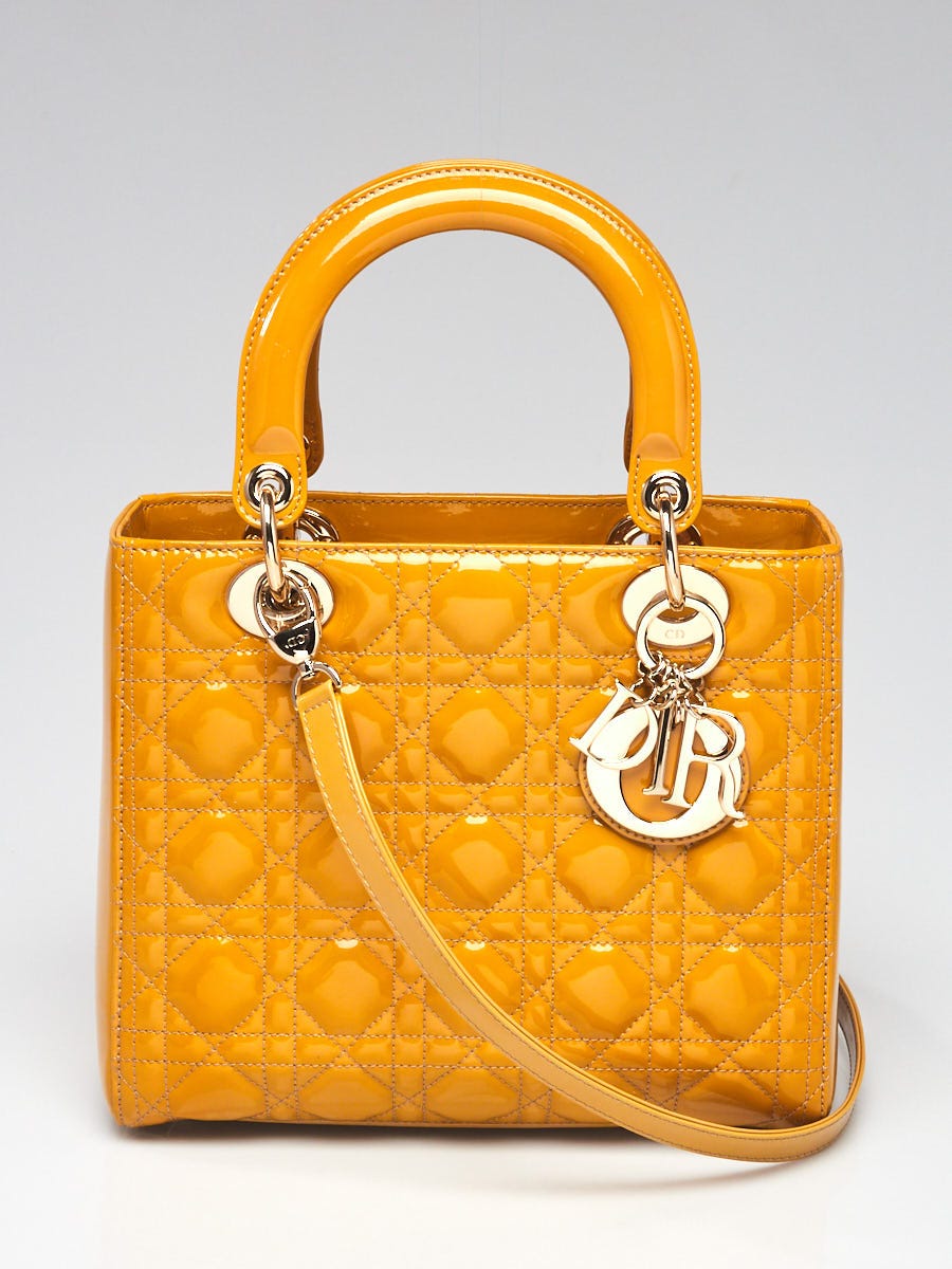 Christian Dior Yellow Cannage Quilted Lambskin Leather Medium Lady Dior ...