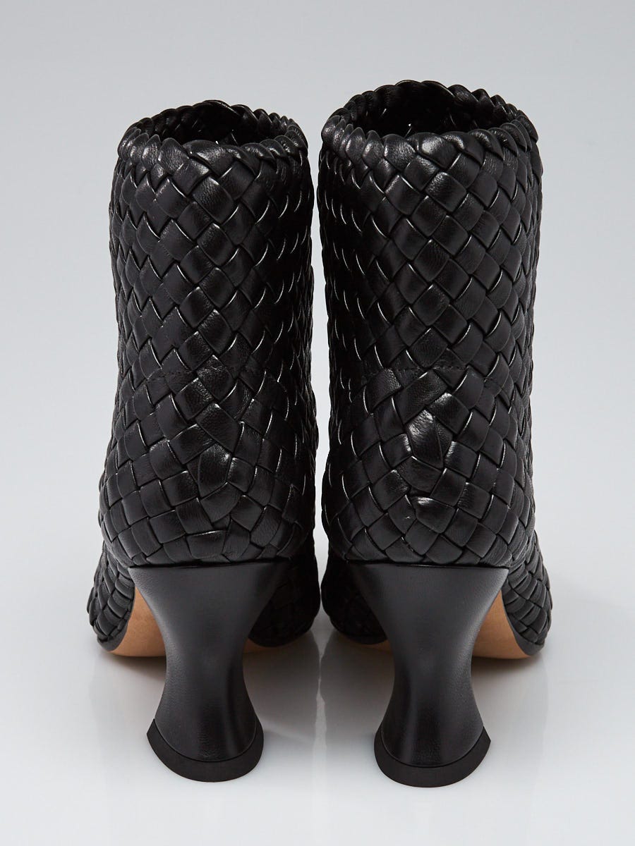 Bottega Veneta Black Intrecciato Woven Nappa Leather Ankle Bottega Veneta Black Intrecciato Woven Nappa Leather Ankle