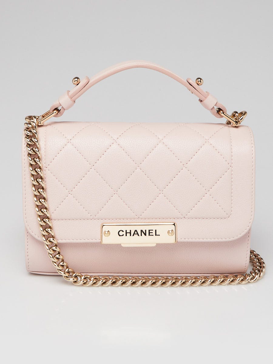 Chanel Light Pink Quilted Leather Click Label Medium Shoulder Bag ...