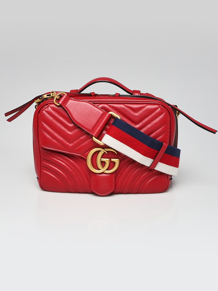 Gucci Red Quilted Leather Marmont Small Shoulder Bag | Yoogi's Closet