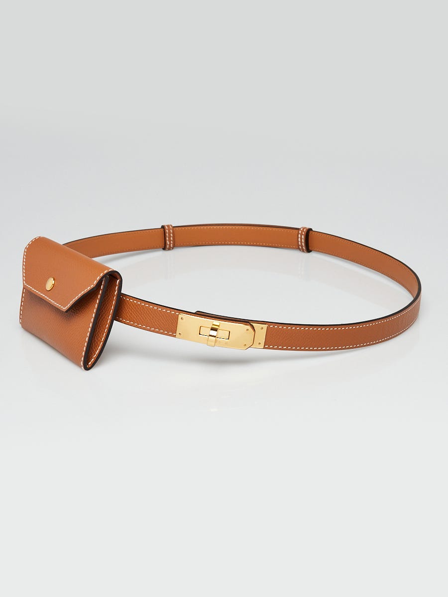 Hermes Gold Epsom Leather Gold Plated Kelly Pocket 18 Belt Size PM ...