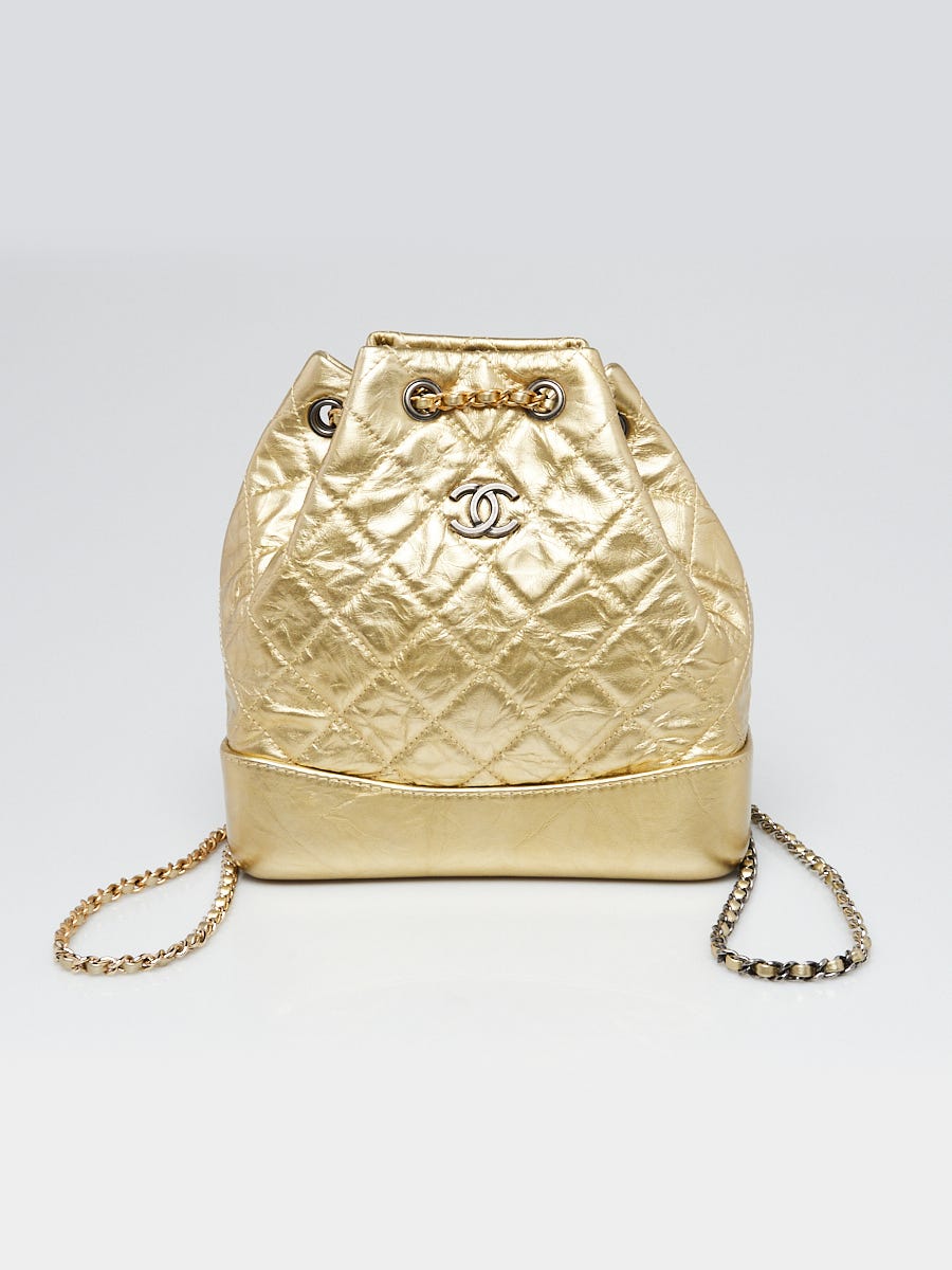 Chanel Gold Quilted Leather Gabrielle Backpack Bag | Yoogi's Closet