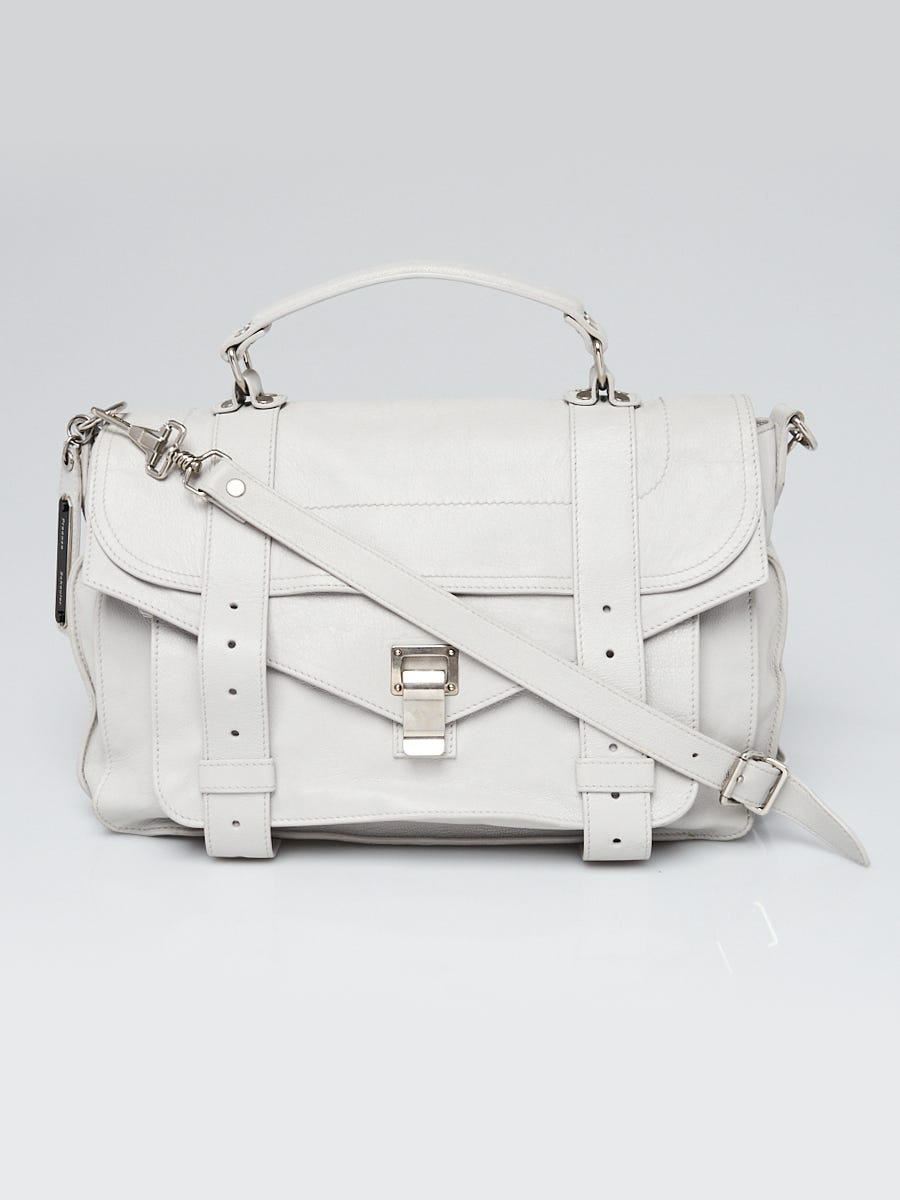 Proenza Schouler Pale Grey Leather Medium PS1 Satchel Bag | Yoogi's Closet