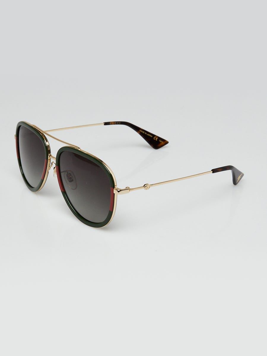 Gucci Red/Green Acetate Aviator Sunglasses - GG0062S | Yoogi's Closet