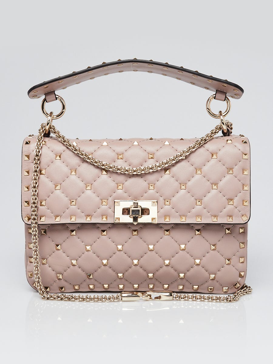 Valentino Beige Leather Rockstud Spike Small Crossbody Bag | Yoogi's Closet