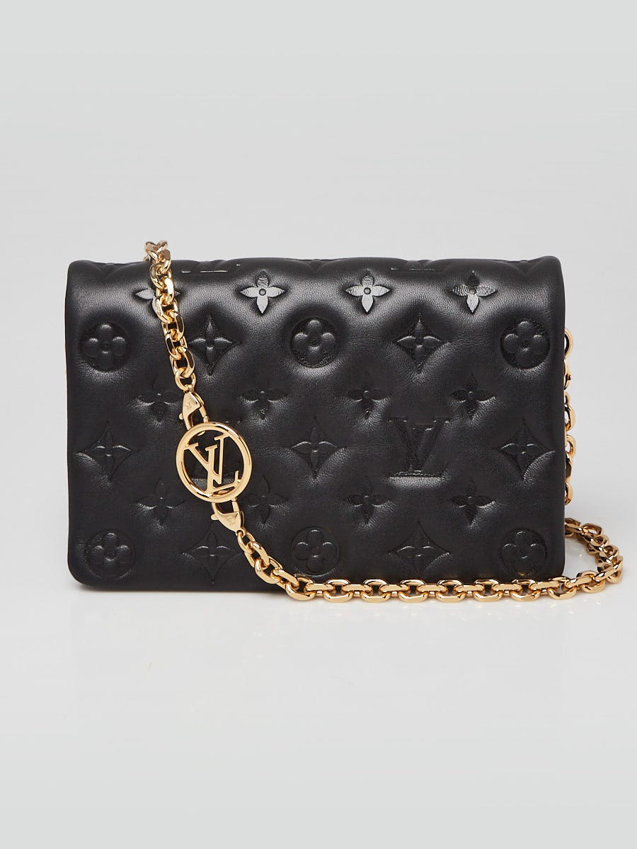 Louis Vuitton Black Monogram Embossed Lambskin Leather Coussin Pochette ...